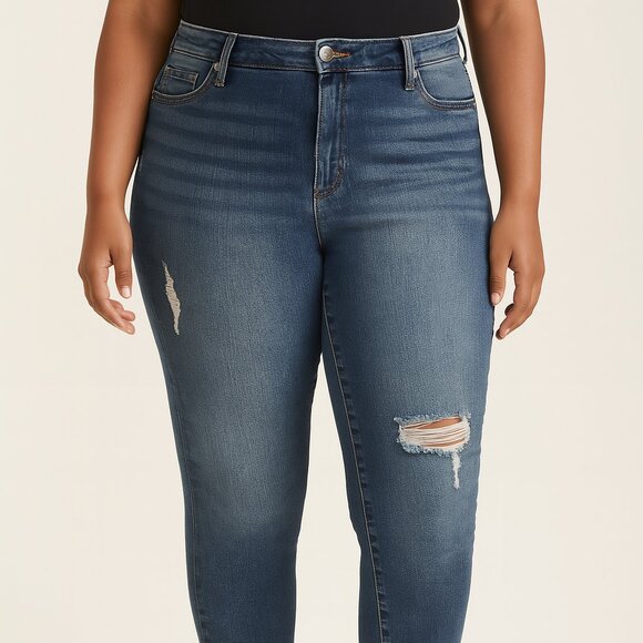 Ava & Viv | Jeans | Ava Viv Womens Dark Blue Distressed Jeans Sz 6w ...